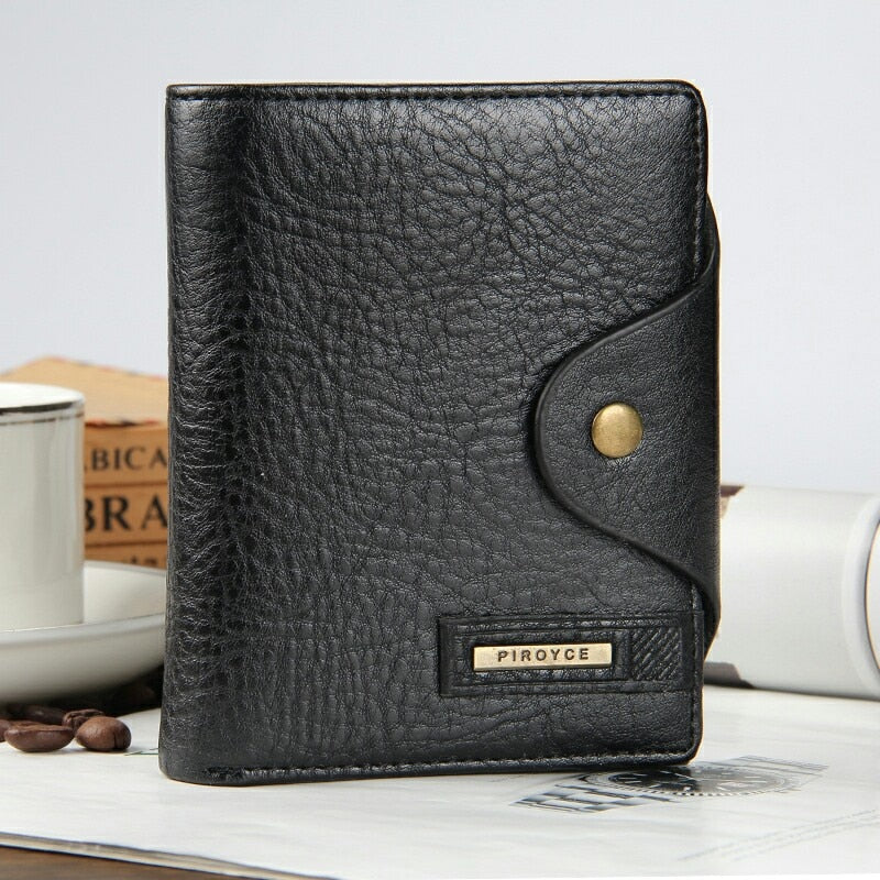 Genuine Leather Brand Men Wallets Design Short Small Wallets