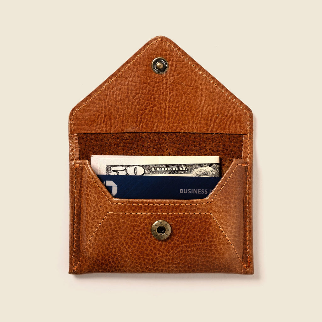 Mini Envelope Wallet with RFID Protection - Caramel