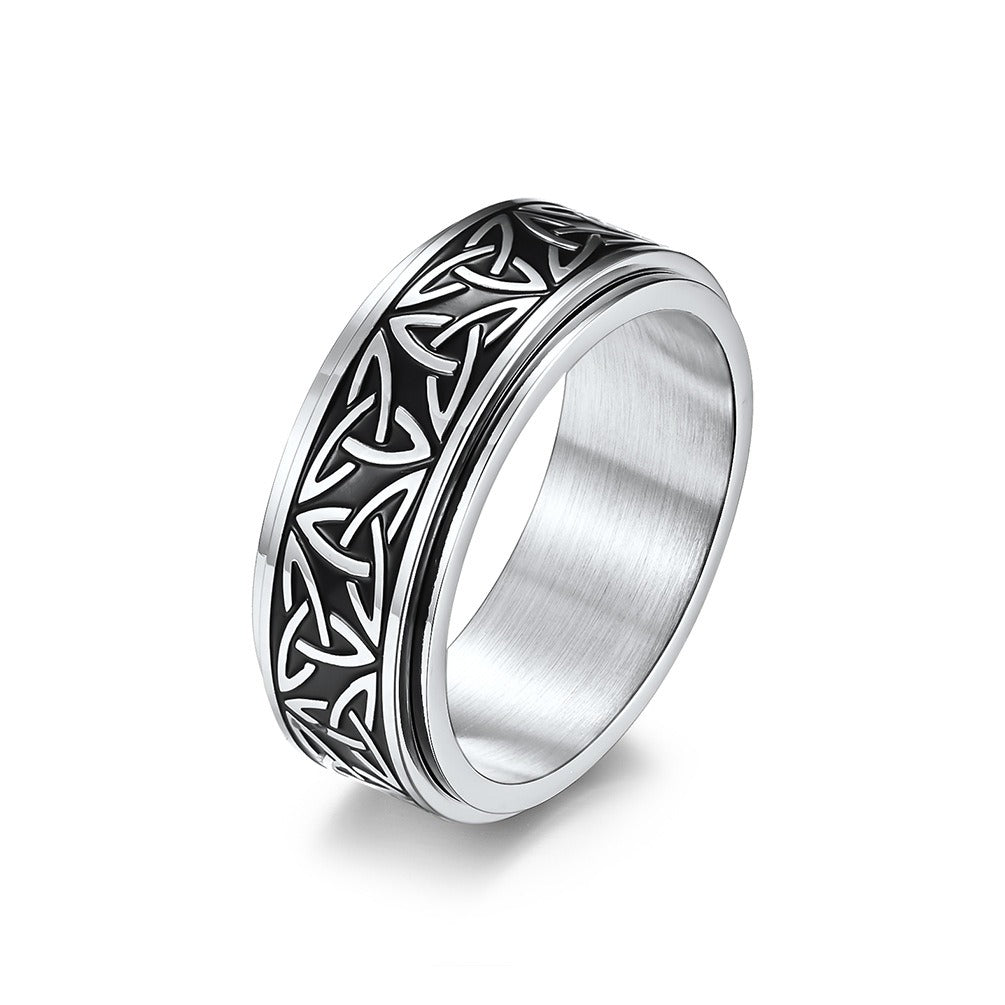 Nordic Norwegian Viking Triangle Rotatable Titanium Steel Ring