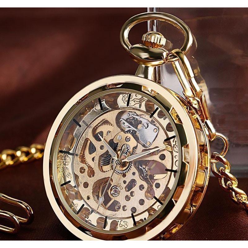 Skeleton Mechanical Hand Wind Pocket Watch